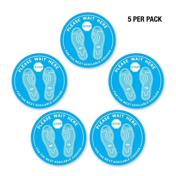 Please Wait Here - PPE Floor Decal - 12"Diameter - Pack of 5 ...